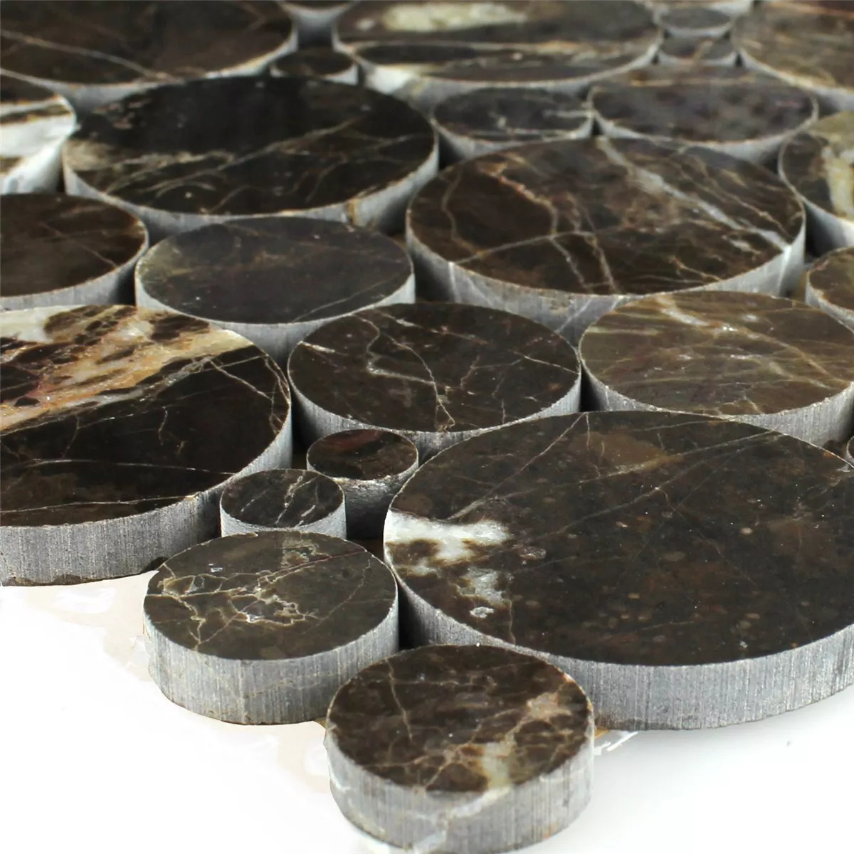 Mosaïque Pierre Naturelle Marbré Rond Emperador Poli