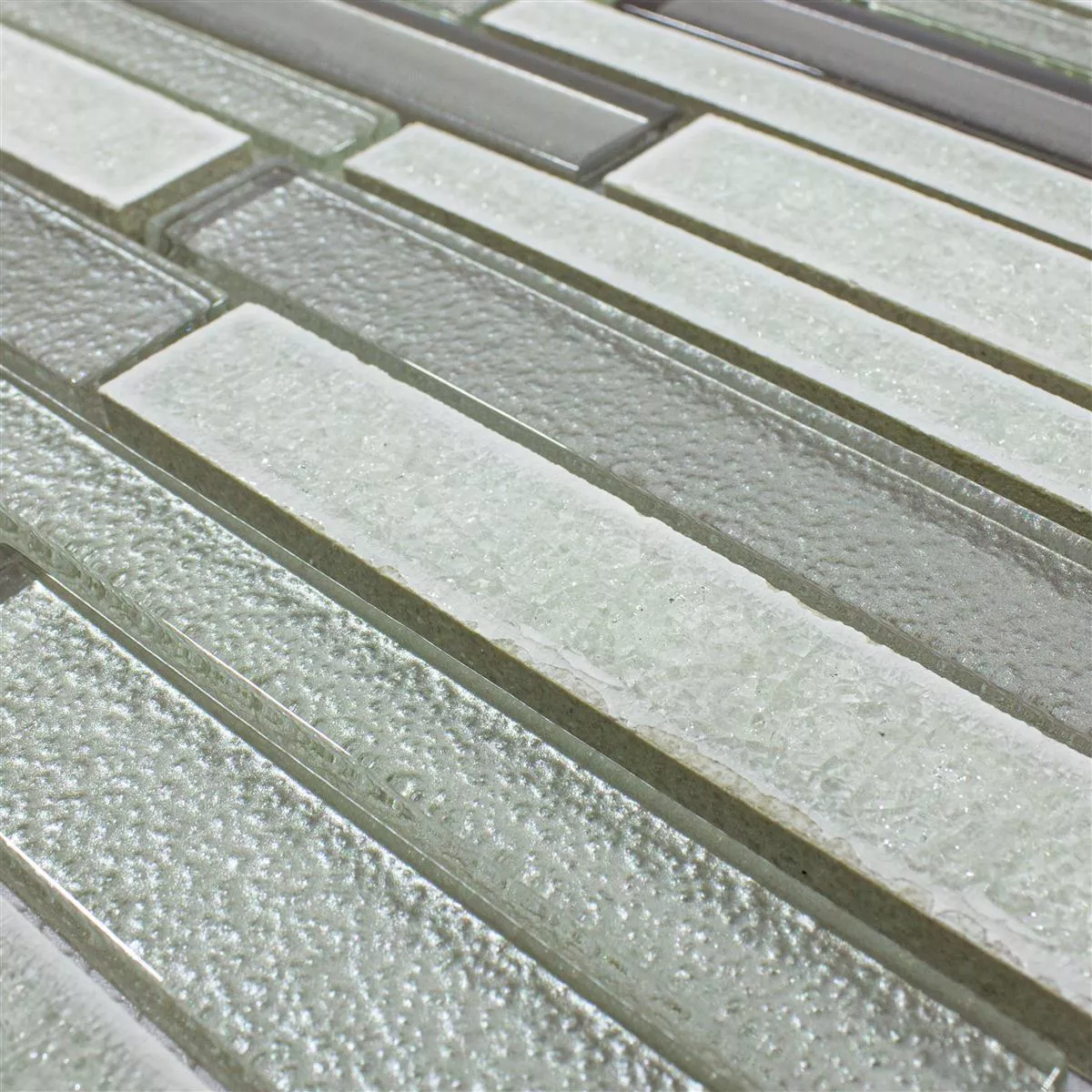 Mosaïque Verre Pierre naturelle Cristal Springs Brick Blanc
