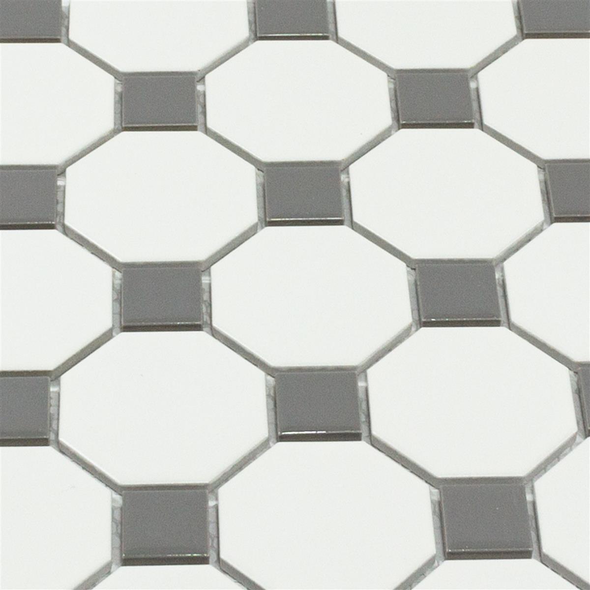 Échantillon Mosaïque Carrelage Céramique Octogone Navajo Blanc