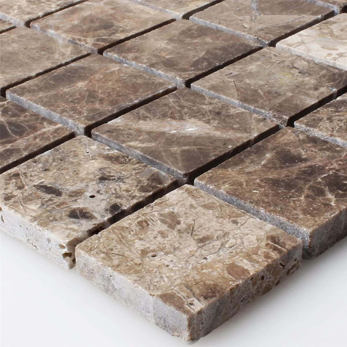 Mosaïque Pierre Naturelle Marbré Emprador Brun 32x32mm